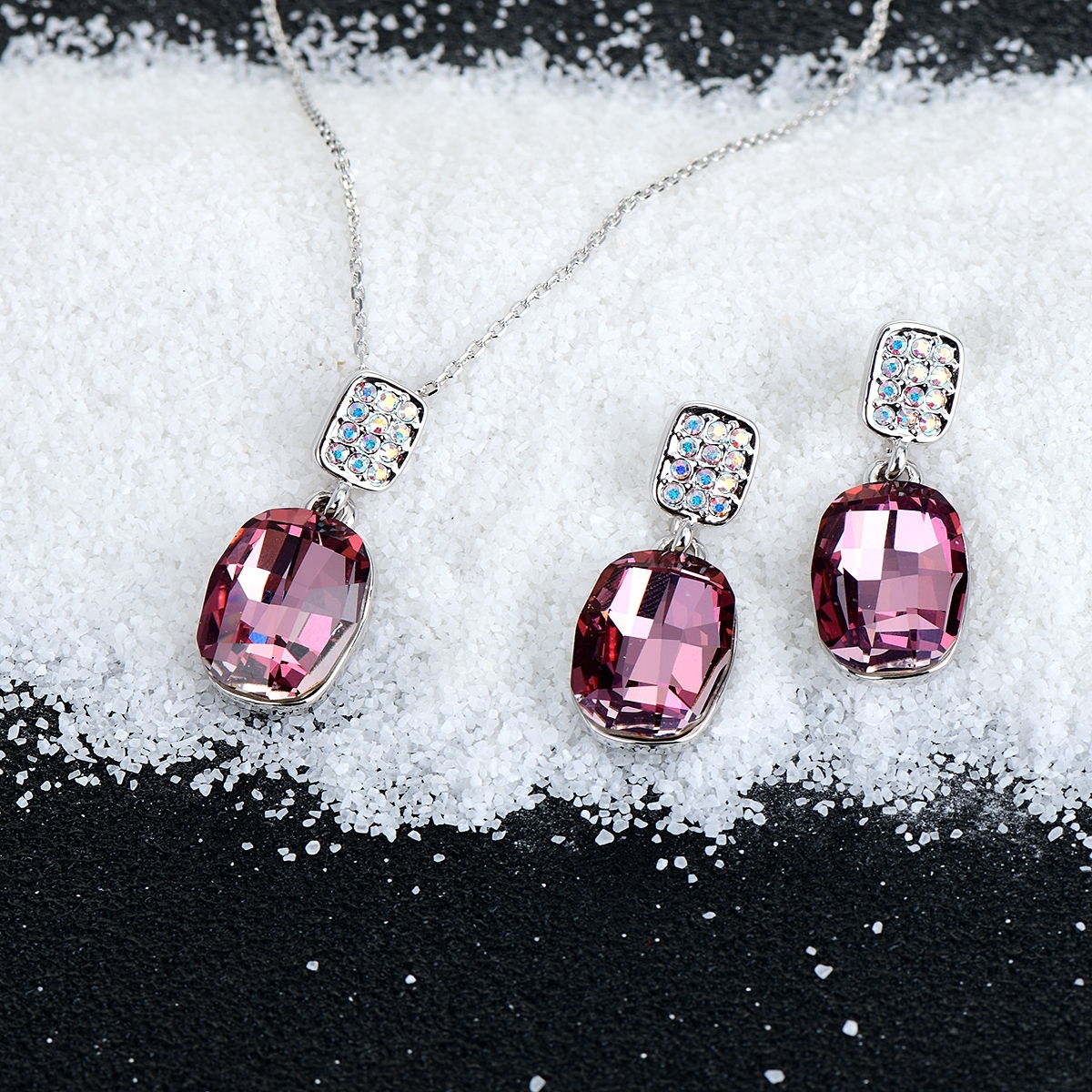 Need-Now Purple Zinc Alloy Necklace and Earring Set from Editor Picks