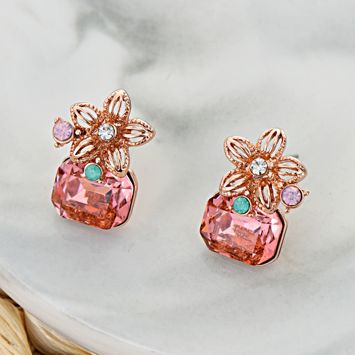 Brand New Pink Classic Stud Earrings with Full Guarantee