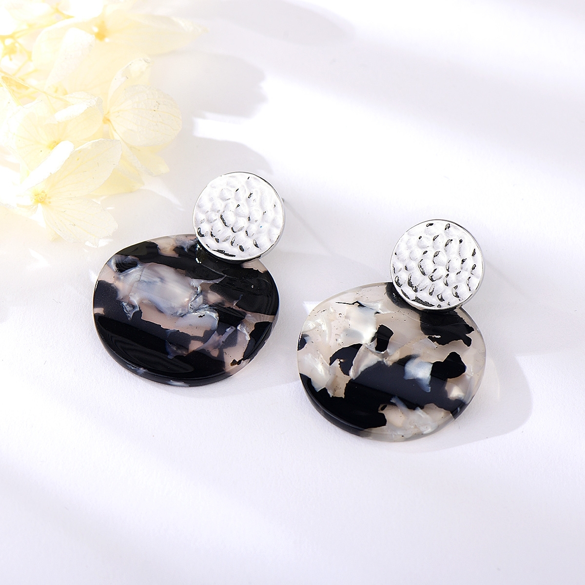 Beautiful Resin Rose Gold Plated Stud Earrings