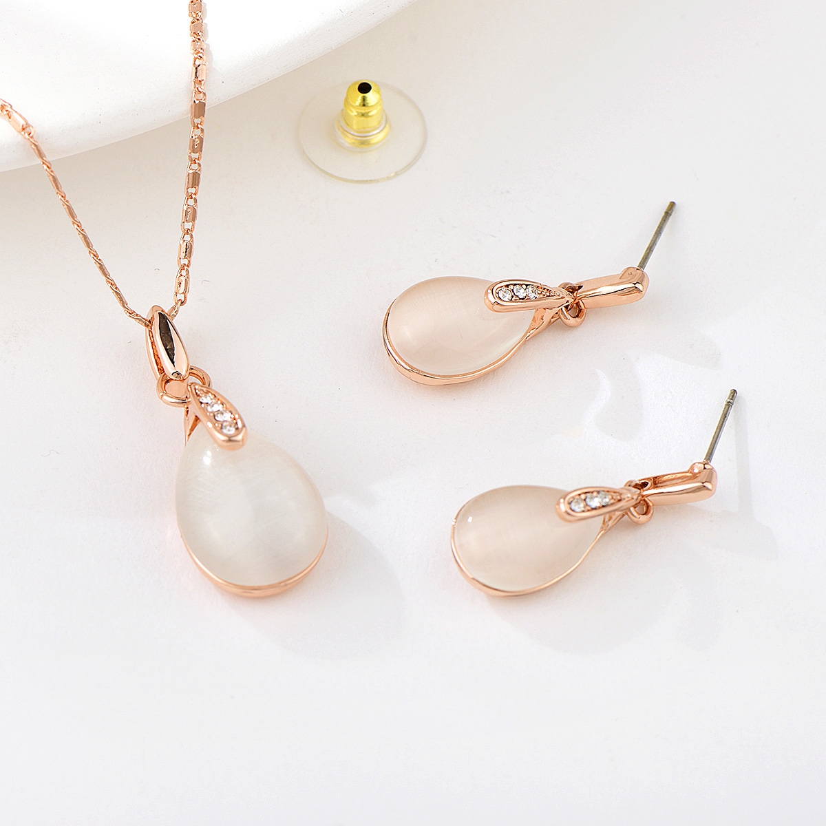 Eye-Catching White Opal 2 Piece Jewelry Set with Member Discount